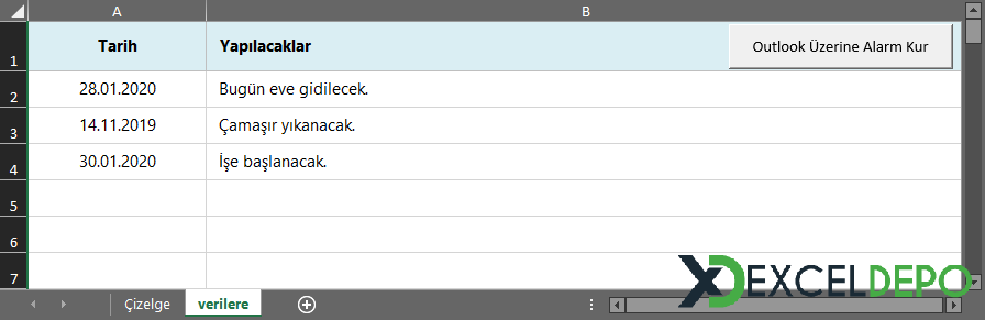 Outlook Üzerine Alarm Kur | ExcelDestek